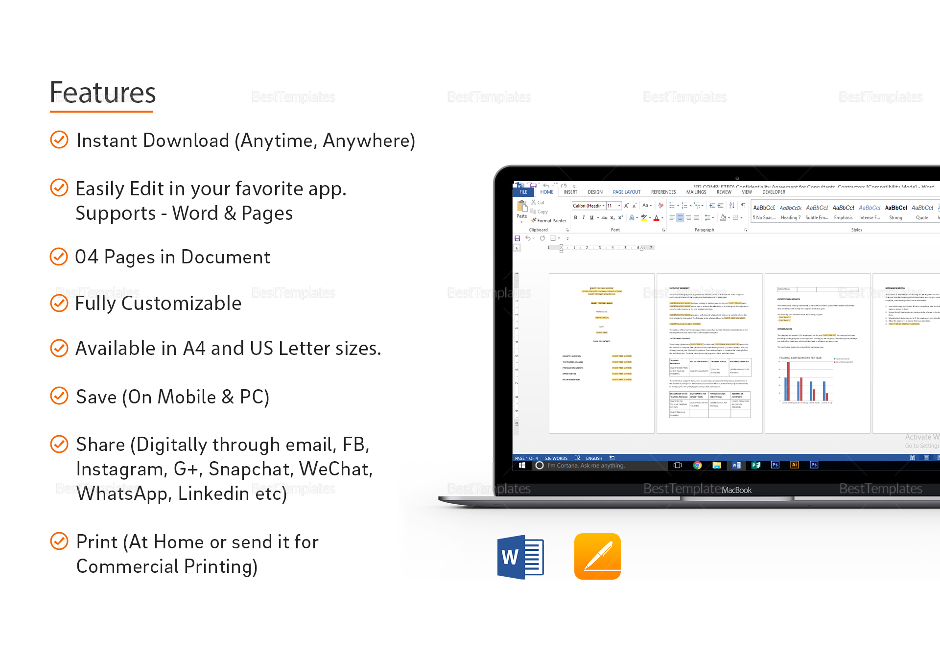 Annual Training Report Template In Word Apple Pages