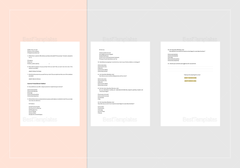 Feedback Survey Template in Word, Apple Pages