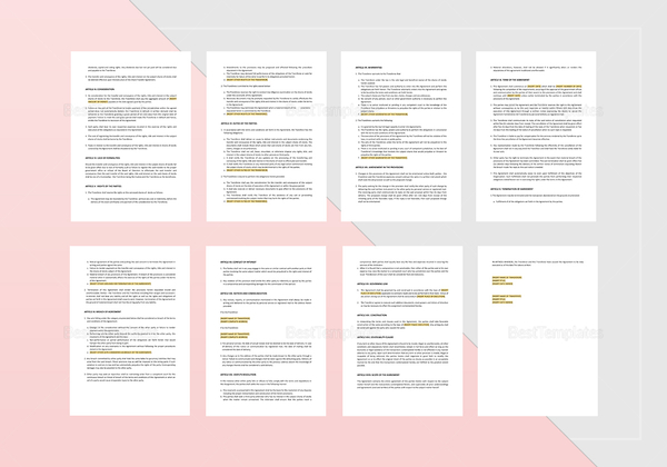 Shares Transfer Agreement Short Template in Word, Apple Pages