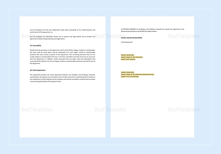 General Employment Agreement Template in Word, Apple Pages