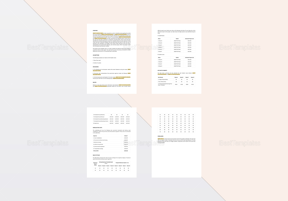 Feasibility Report Template in Word, Apple Pages