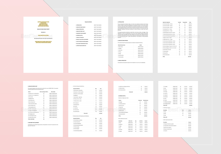 Manufacturing Project Report Template in Word, Apple Pages