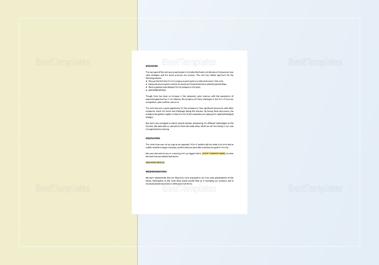 Sales Trip Report Template in Word, Apple Pages