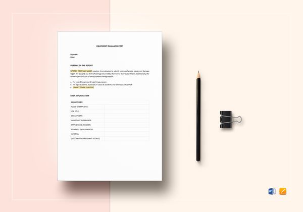 Equipment Damage Report Template in Word, Apple Pages