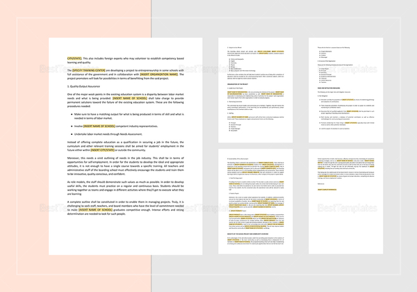 School Project Proposal Template in Word, Apple Pages