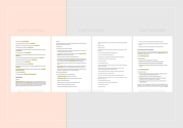 School Project Proposal Template in Word, Apple Pages