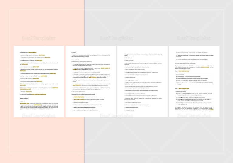 School Project Proposal Template in Word, Apple Pages