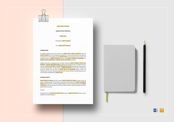 School Project Proposal Template in Word, Apple Pages