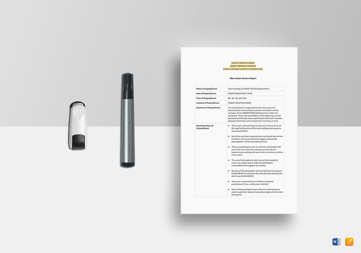 After Action Review Report Template In Word Apple Pages
