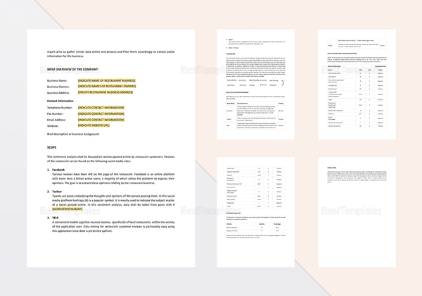 Sentiment Analysis Template in Word, Apple Pages