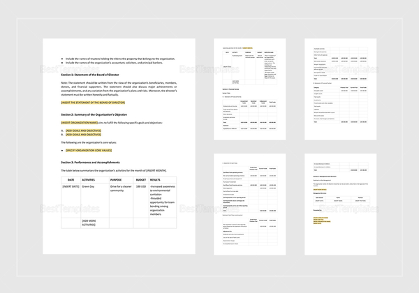 Board of Trustees Report Template in Word, Apple Pages