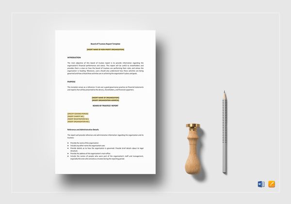 Board of Trustees Report Template in Word, Apple Pages
