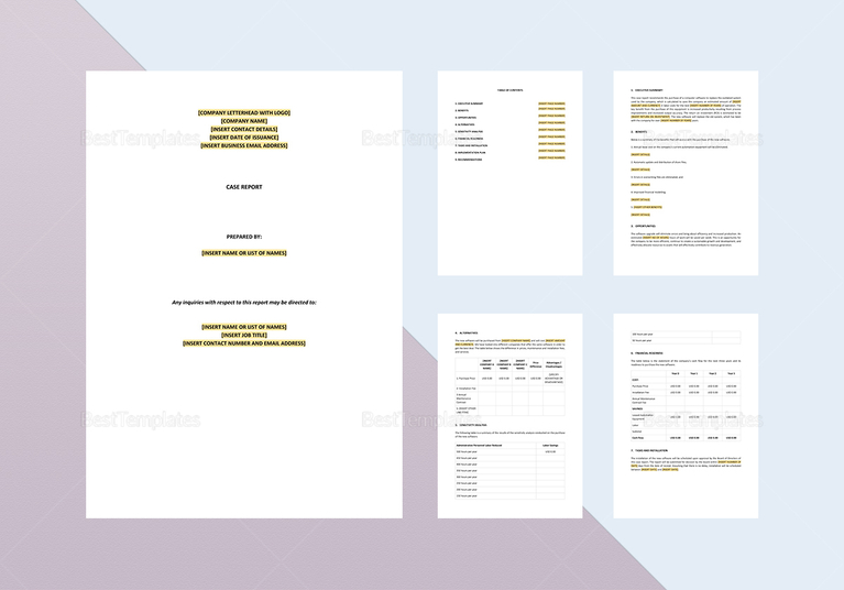 Case Report Template in Word, Apple Pages