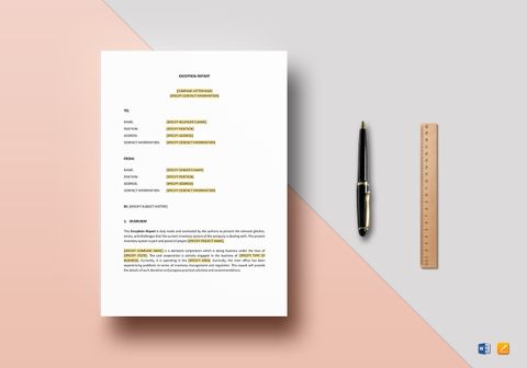 Exception Report Template in Word, Apple Pages