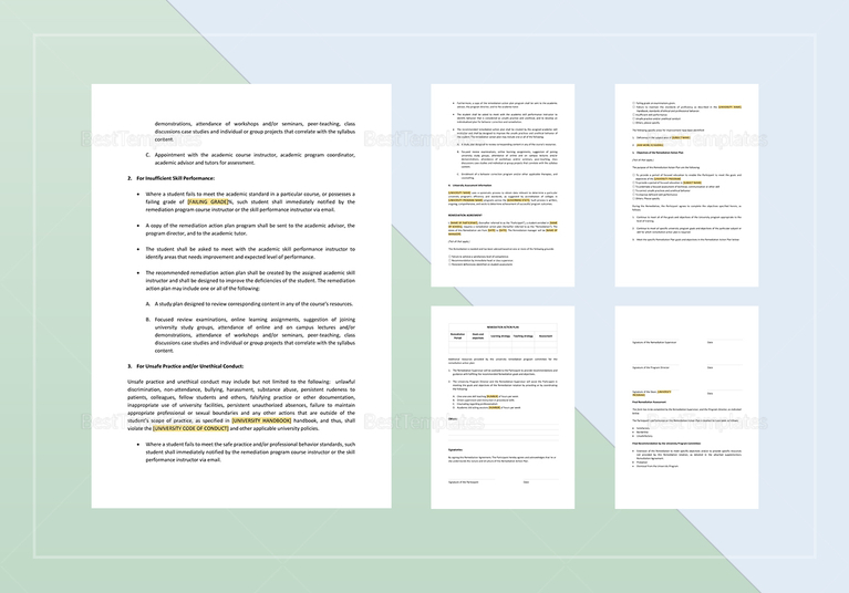 Remediation Plan Template in Word, Apple Pages
