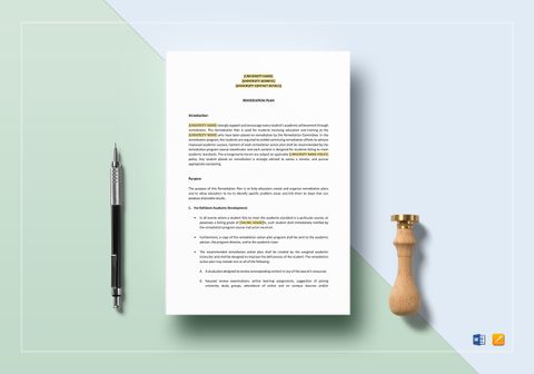 Remediation Plan Template in Word, Apple Pages