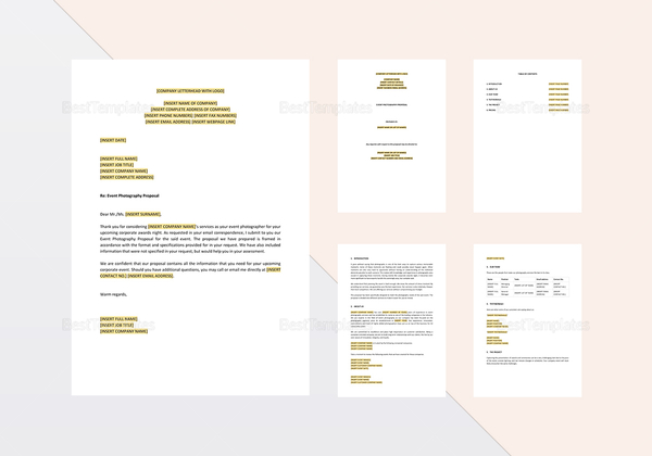 Event Photography Proposal Template in Word, Apple Pages
