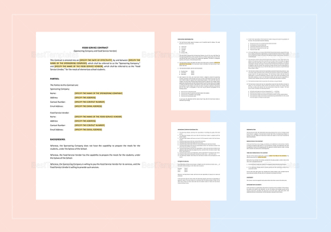 Food Service Contract Template in Word, Apple Pages