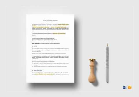 multi users license agreement Template in Word, Apple Pages