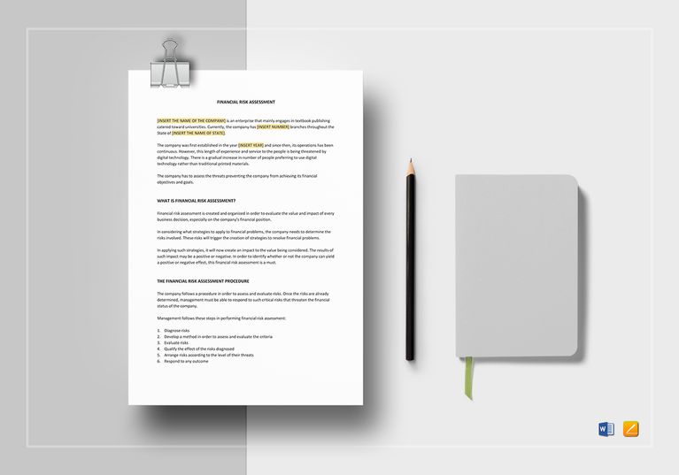 Financial Risk Assessment Template in Word, Apple Pages
