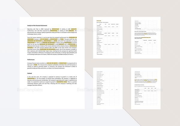 Financial Statement Analysis Template in Word, Apple Pages