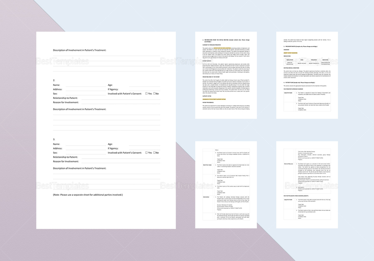 Treatment Plan Template in Word, Apple Pages