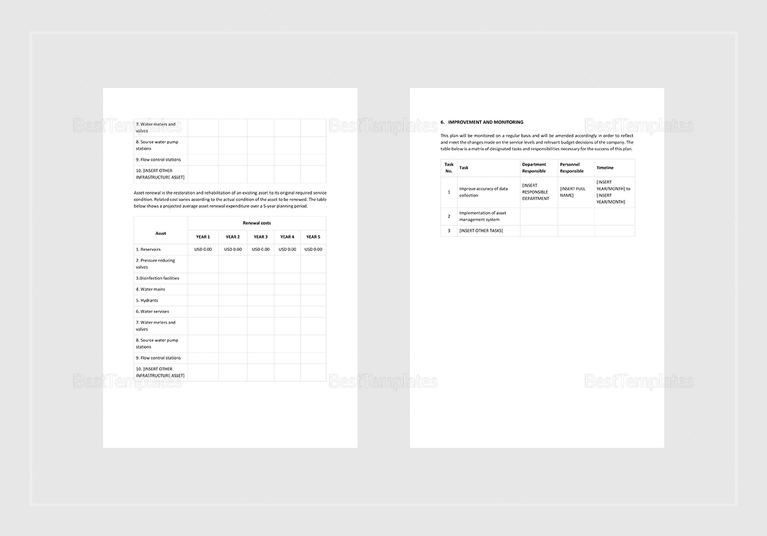 Asset Management Plan Template in Word, Apple Pages