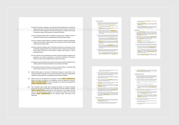 Investment Banking Agreement Template in Word, Apple Pages