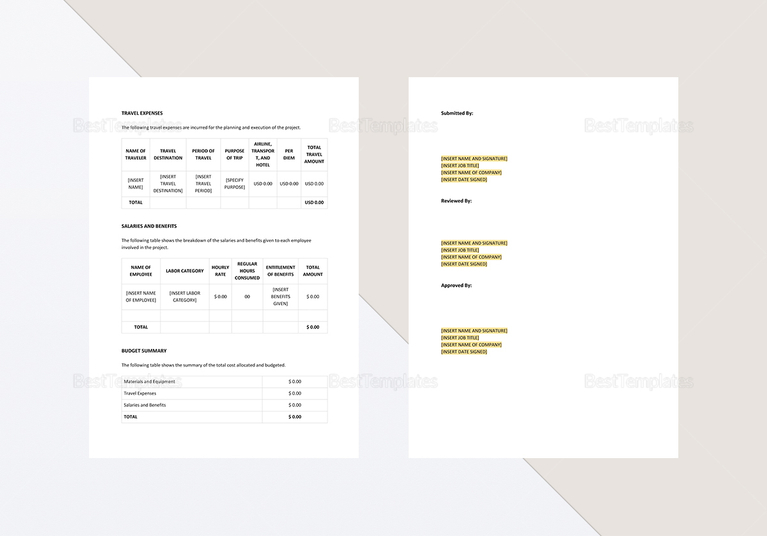 Business Budget Proposal Template in Word, Apple Pages