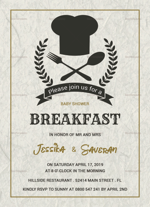 Baby Shower Breakfast Invitation Design Template in Word, PSD, Publisher