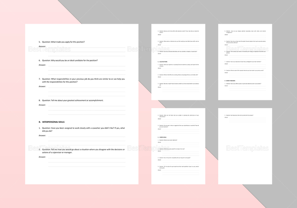 Interview Questionnaire Template in Word, Apple Pages