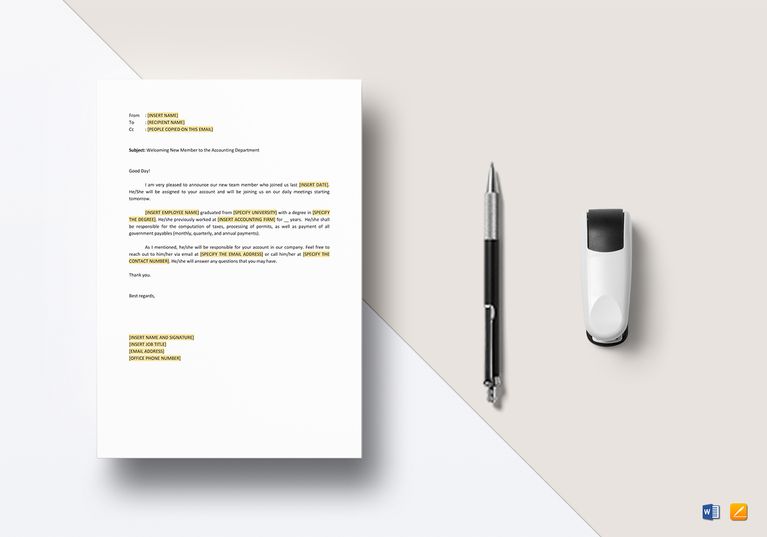 New Employee Introduction to Client Template in Word, Apple Pages