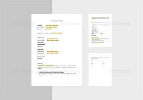 CCTV Camera Quotation Template in Word, Apple Pages