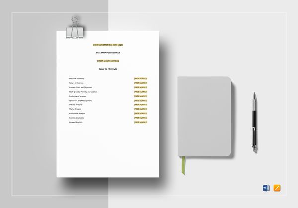 Cake Shop Business Plan Template in Word, Apple Pages