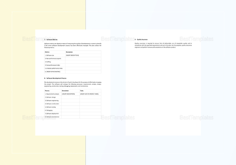Software Development Plan Template in Word, Apple Pages