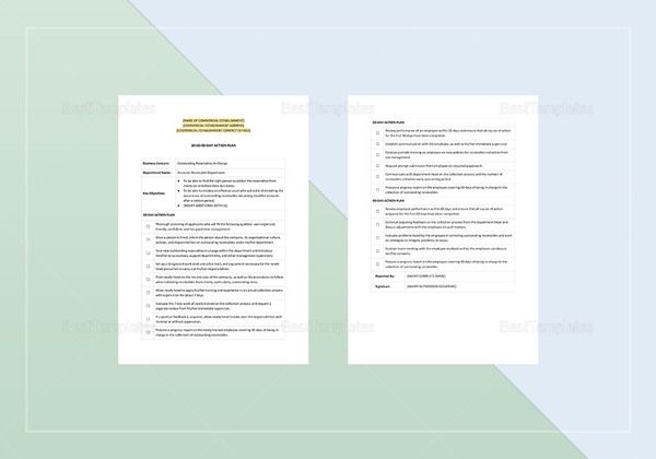 30-60-90-day Action Plan Template in Word, Apple Pages