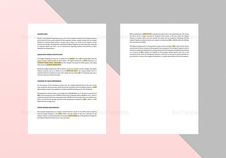 Investment Analysis Template in Word, Apple Pages