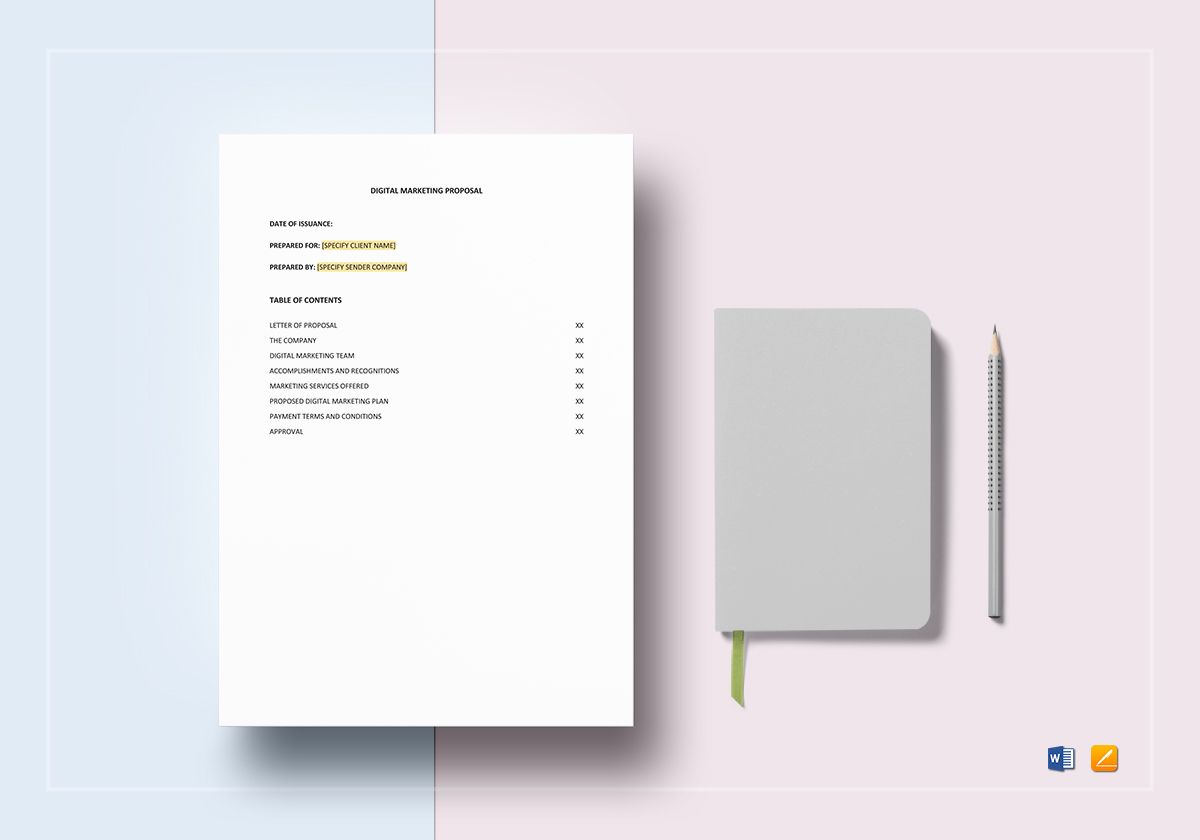 Digital Marketing Proposal Template In Word Apple Pages