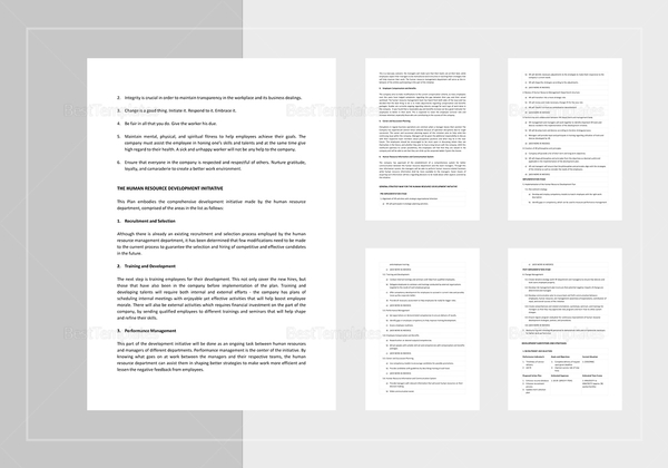 Human Resources Development Plan Template in Word, Apple Pages