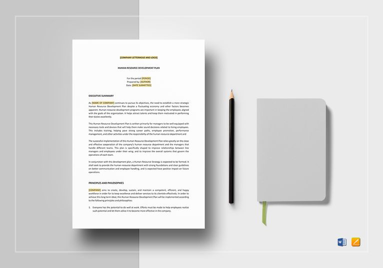 Human Resources Development Plan Template in Word, Apple Pages