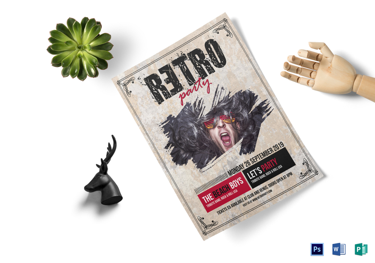 Retro Style Concert Flyer Design Template in Word, PSD, Publisher