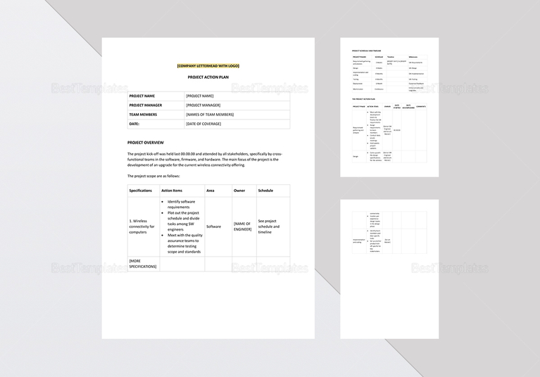 Project Action Plan Template in Word, Apple Pages