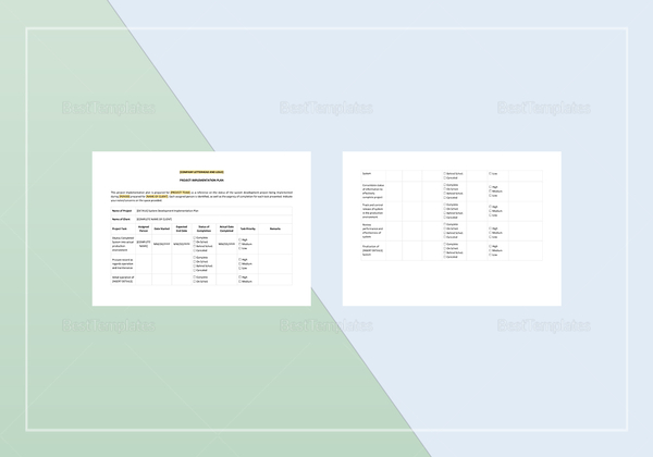 Project Implementation Plan Template in Word, Apple Pages