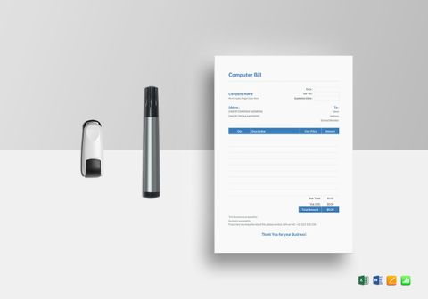 Computer Bill Format Template in Word, Excel, Apple Pages, Numbers