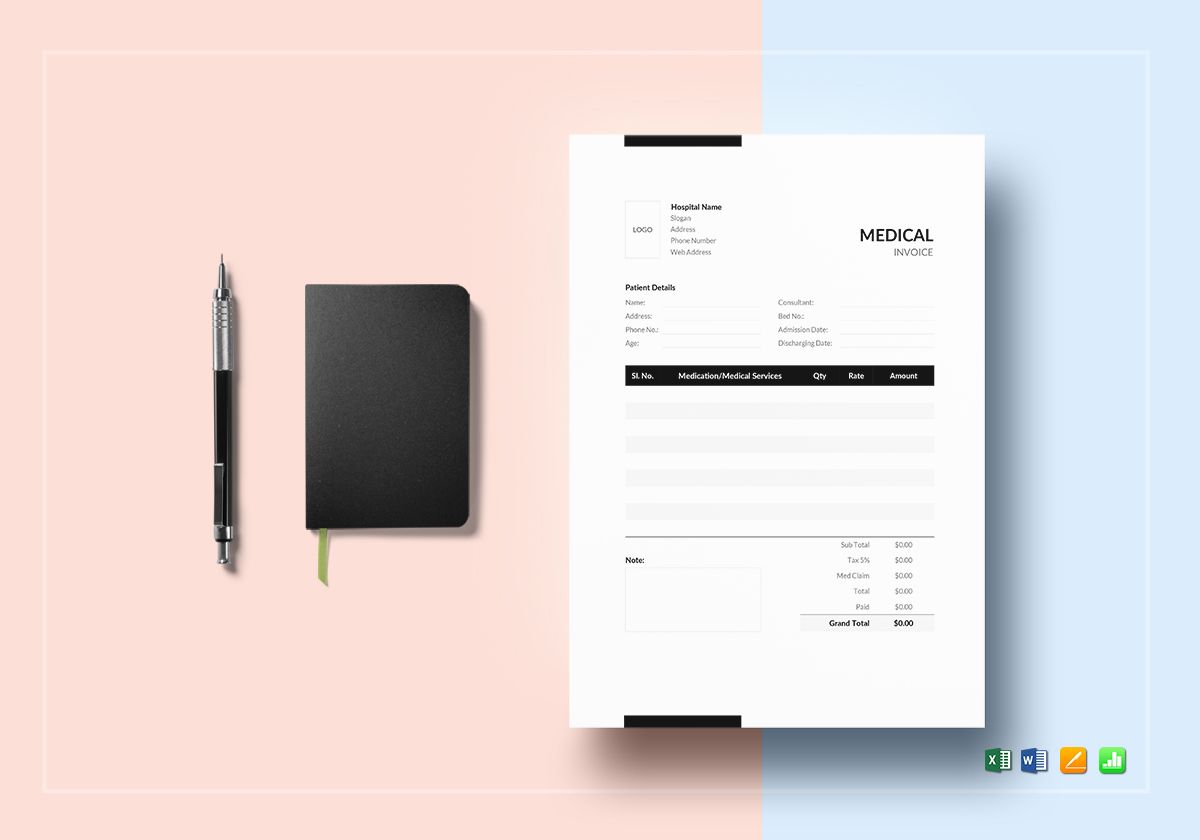 Medical Bill Format Template In Word Excel Apple Pages Numbers