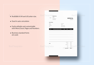 Medical Bill Format Template in Word, Excel, Apple Pages, Numbers
