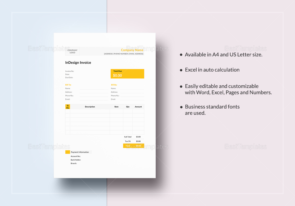 6 Indesign Invoice Template Af Templates - Bank2home.com
