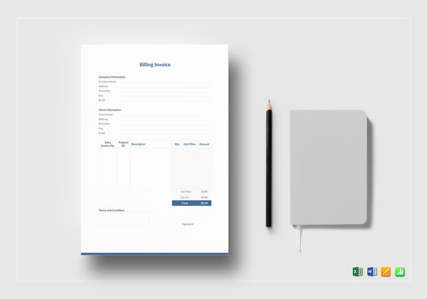 Billing Invoice Template in Word, Excel, Apple Pages, Numbers