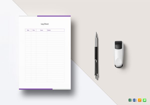 Log Sheet Template in Word, Excel, Apple Pages, Numbers