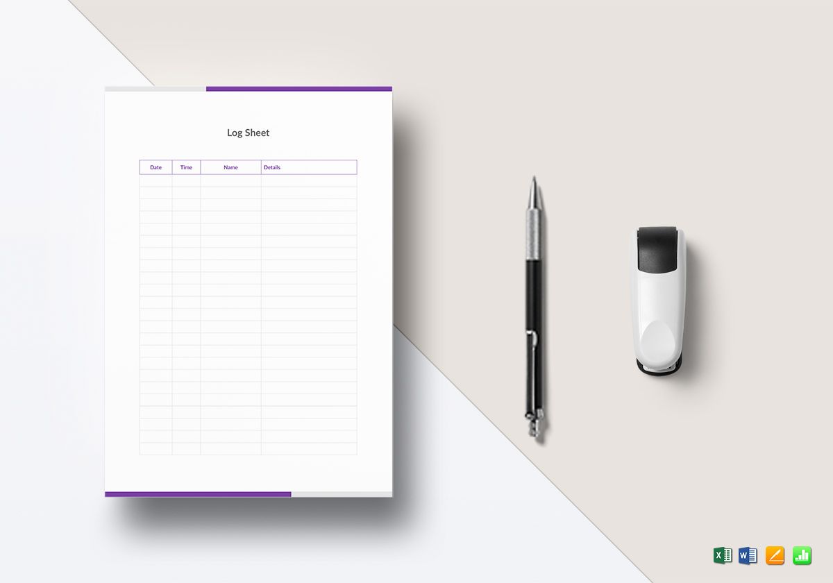 Log Sheet Template in Word, Excel, Apple Pages, Numbers